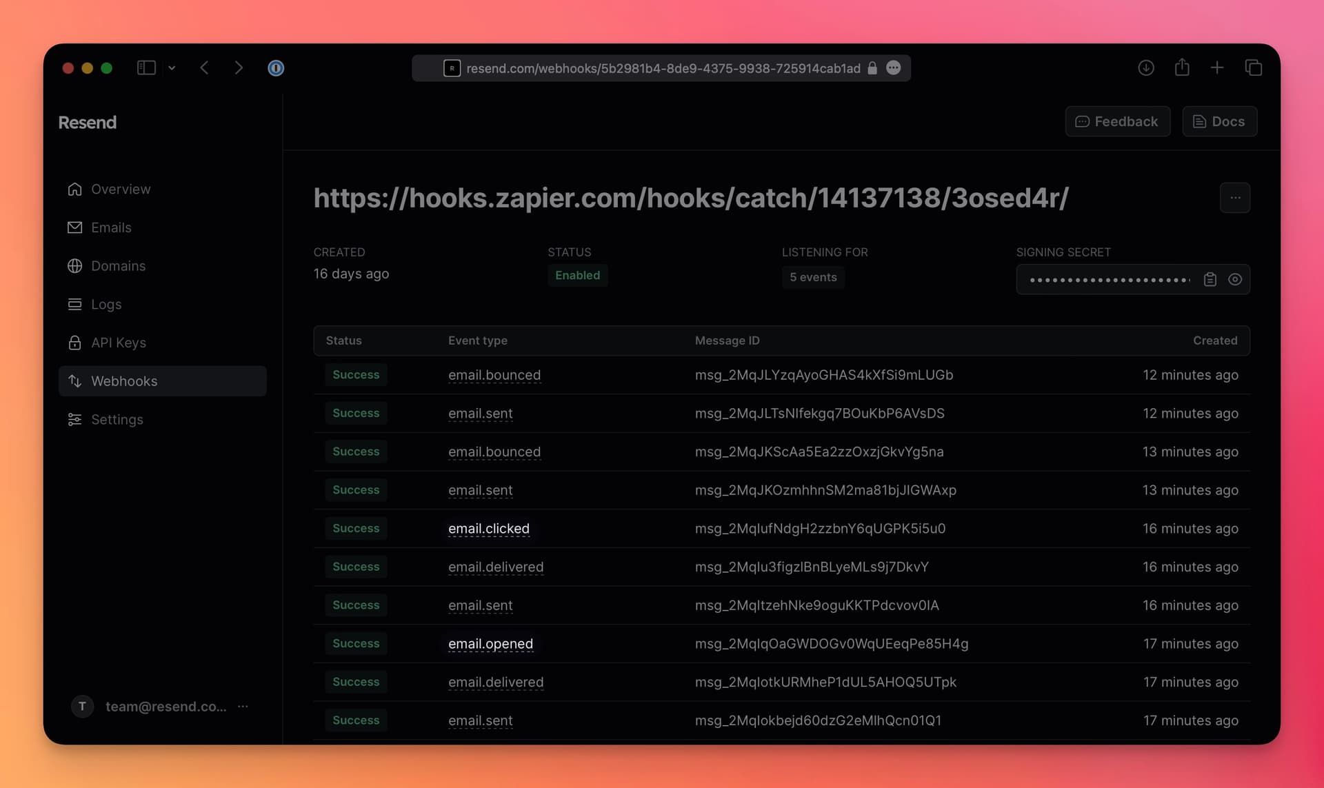 Open and Click Tracking · Resend