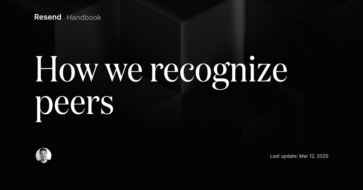 How we recognize peers · Resend