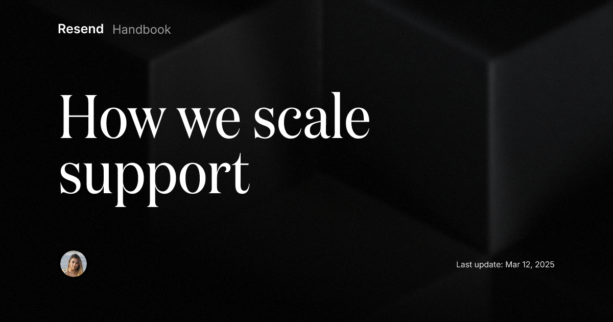 How we scale support · Resend