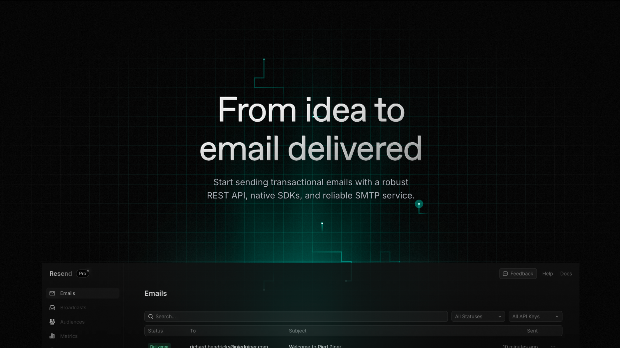 Transactional Emails · Try for free · Resend