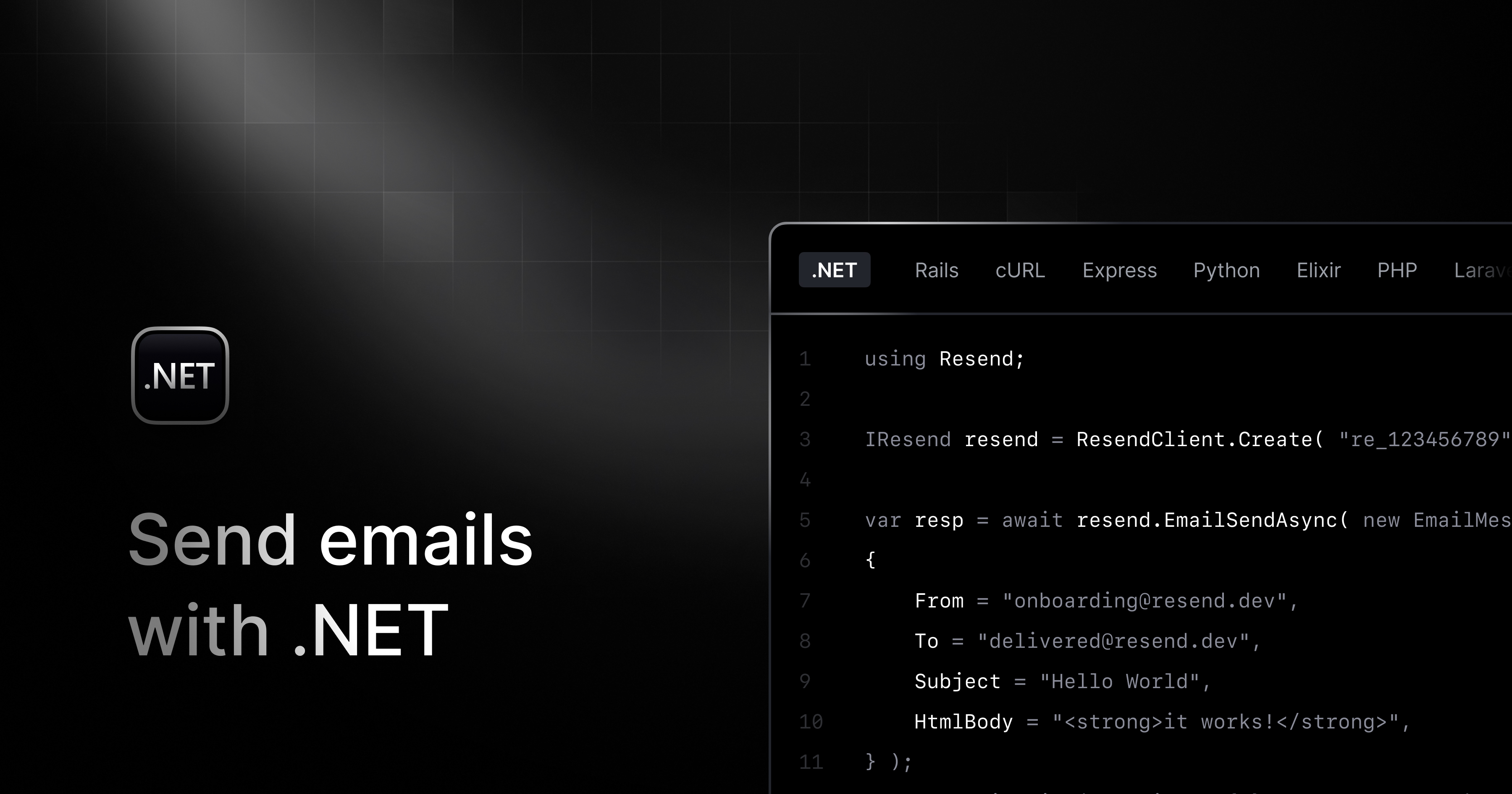 Send emails with .NET · Resend