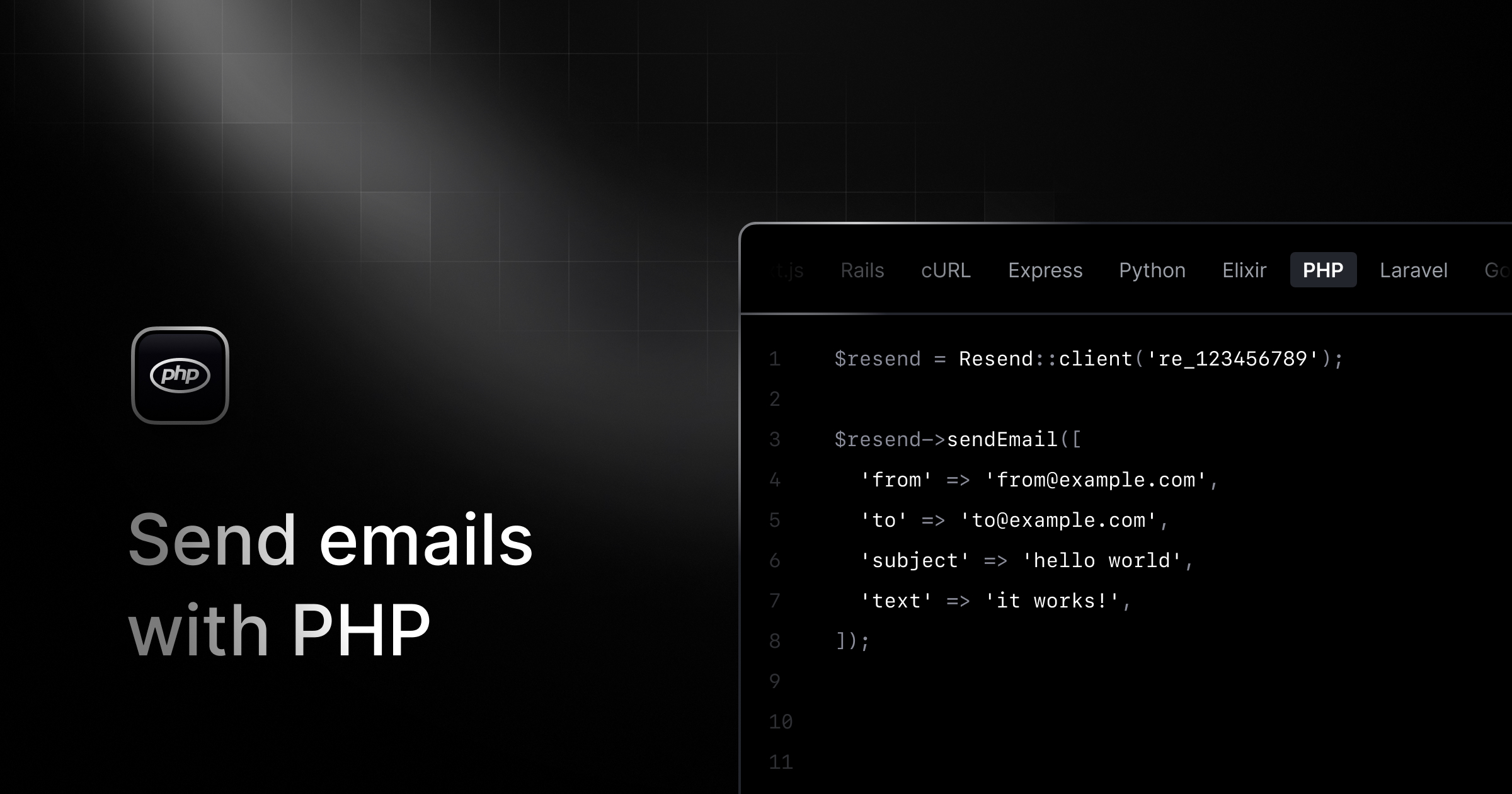 Send emails with PHP · Resend